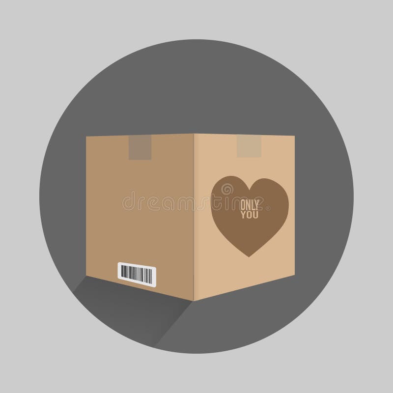 Carton Box with a Heart on only You Stock Vector - Illustration of ...
