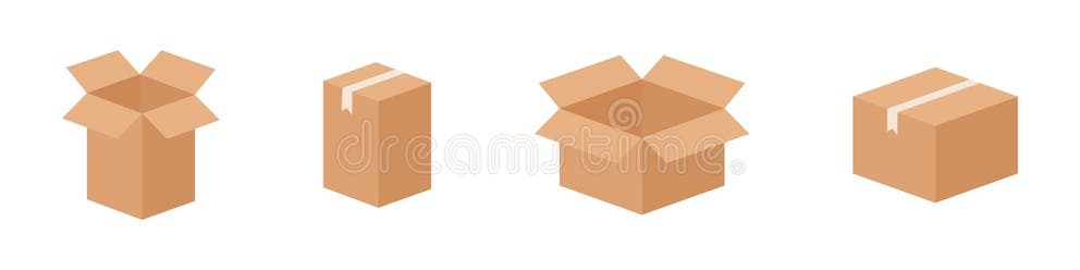 Carton Box Icons. Vector Box Icons Stock Vector - Illustration of paper ...