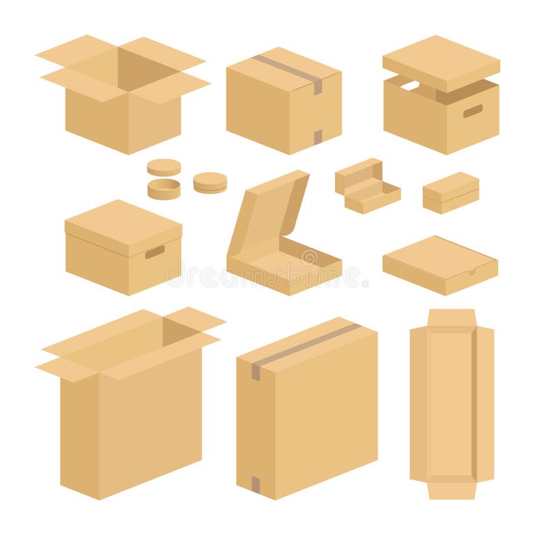 Carton box pack set stock vector. Illustration of compartment - 78551621