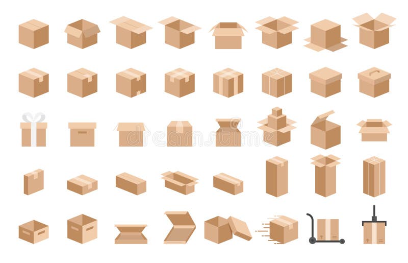 Carton Box and Packaging Icon Set, Vector. Stock Vector - Illustration ...