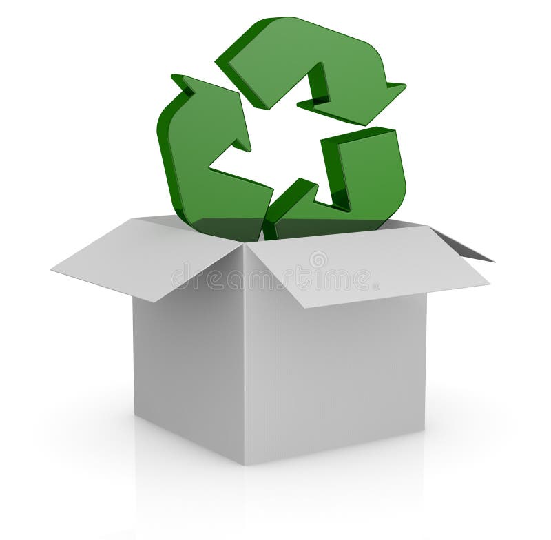 Carton Box and Recycling Symbol Stock Illustration - Illustration of ...