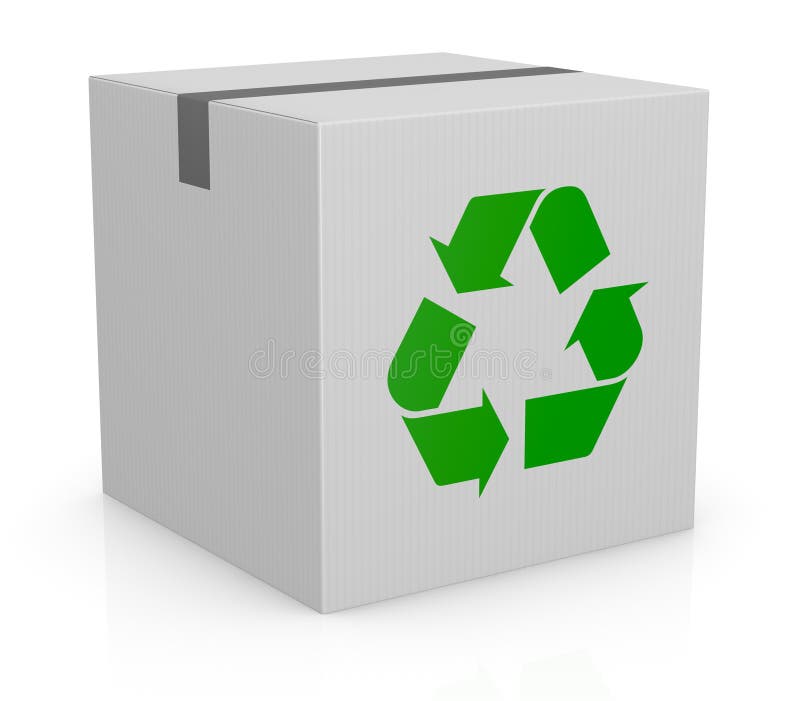 Carton Box and Recycling Symbol Stock Illustration - Illustration of ...