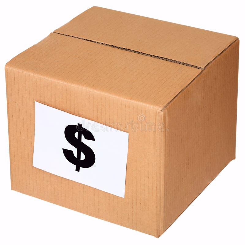 Carton Box and Sign of the Dollar Stock Photo - Image of black, sign ...