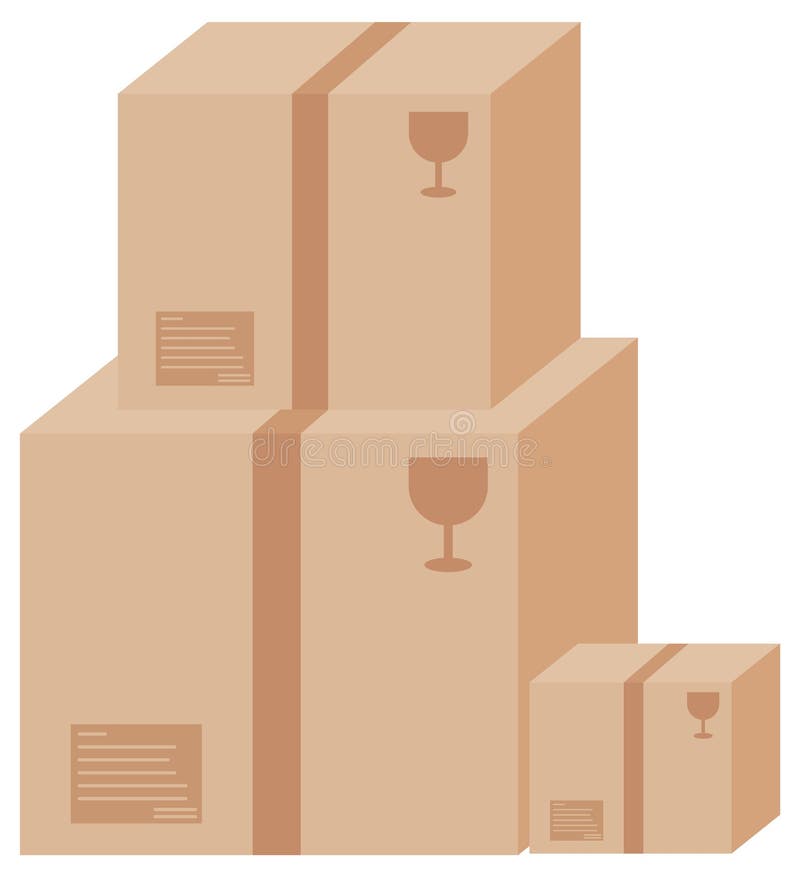 Carton Box Stack in Cartoon Design Stock Vector - Illustration of ...