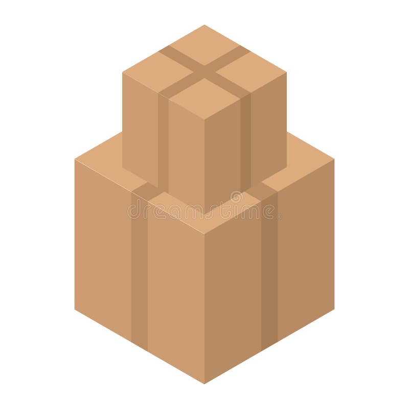 Carton Box Stack Icon, Isometric Style Stock Vector - Illustration of ...