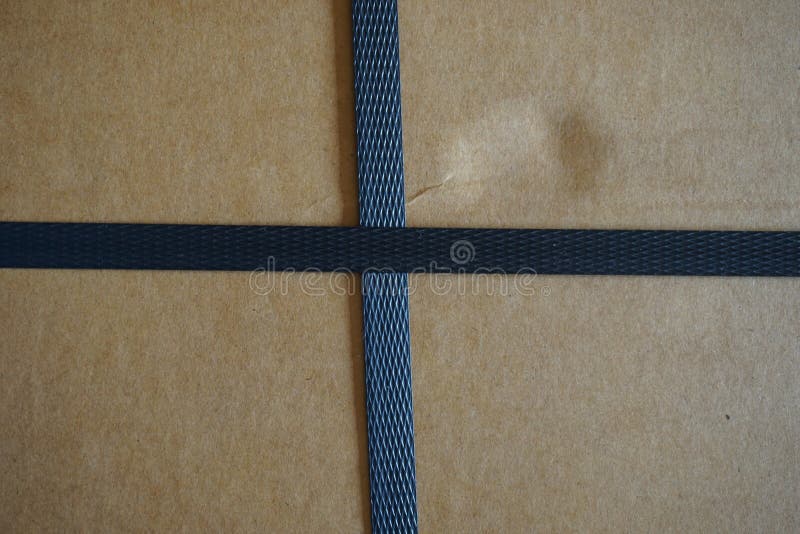 Carton box with straps stock photo. Image of material - 92848332
