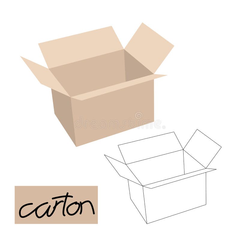 Carton Box,vector Illustration, Flat Style, Lining Stock Vector ...