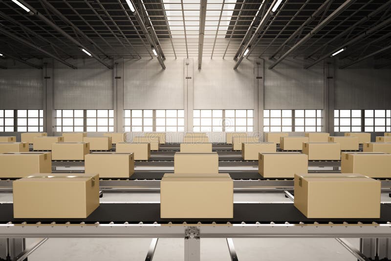 Carton Boxes on Conveyor Belts Stock Illustration - Illustration of ...