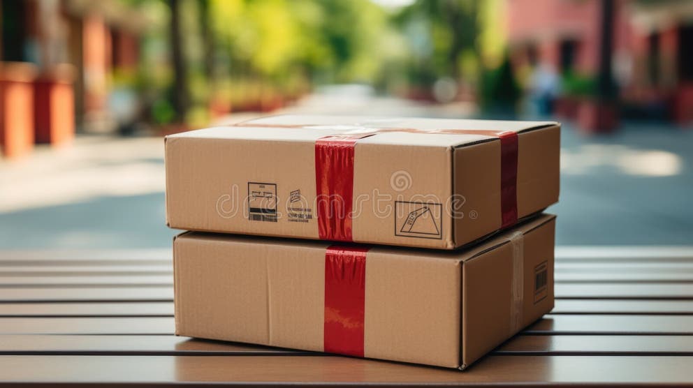 Carton Boxes. Delivery and Logistics Concept. Generative AI. Stock ...