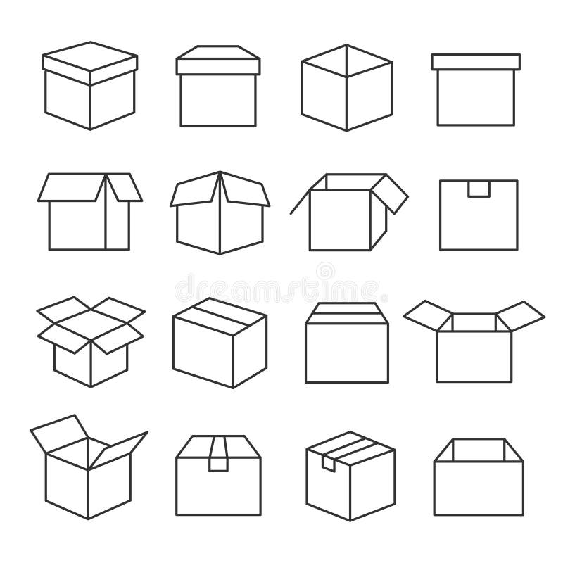 Carton boxes icon set stock vector. Illustration of empty - 110862765