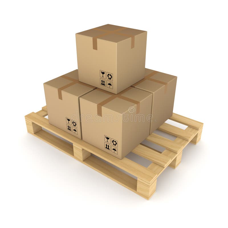 Cardboard Boxes on Shipping Pallet Stock Illustration - Illustration of ...