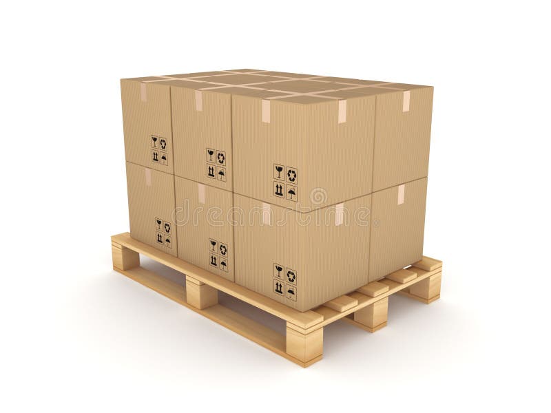 Stack of Different Sized Carton Boxes on Pallet Stock Image - Image of ...