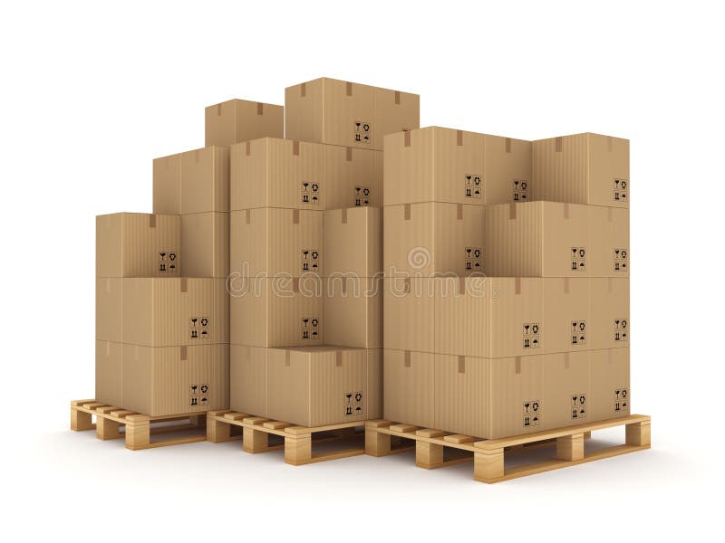 Carton box on a pallet. stock illustration. Illustration of package ...