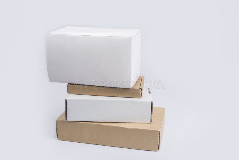 Carton Boxes Stacked on the Top on Each Other Stock Photo - Image of ...