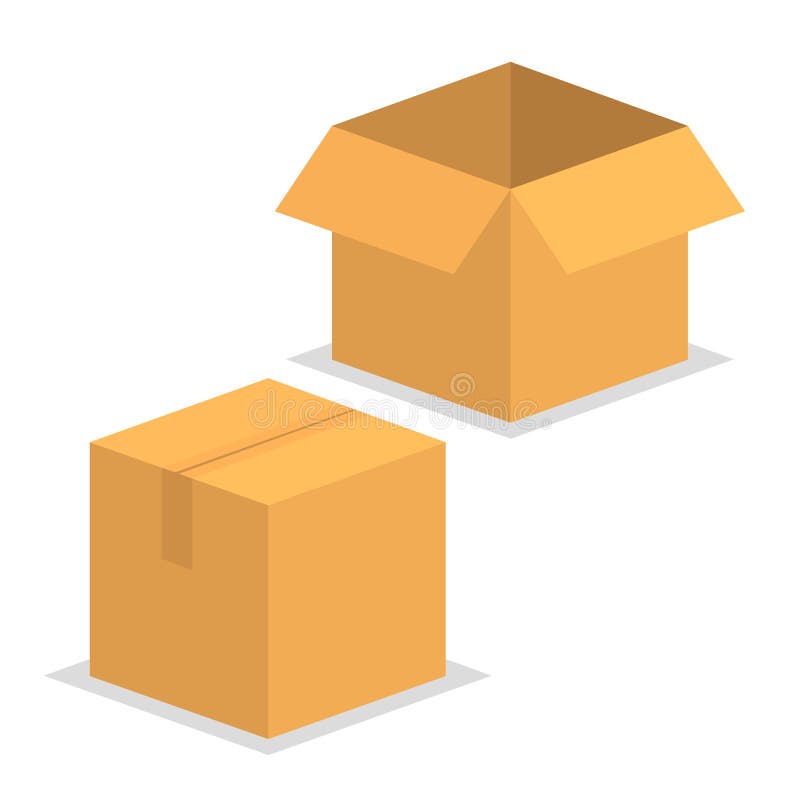 Carton Delivery Packaging Open and Closed Box. Vector Illustration ...