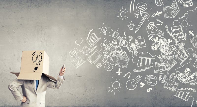 Carton head stock photo. Image of carton, mask, drawn - 48760794