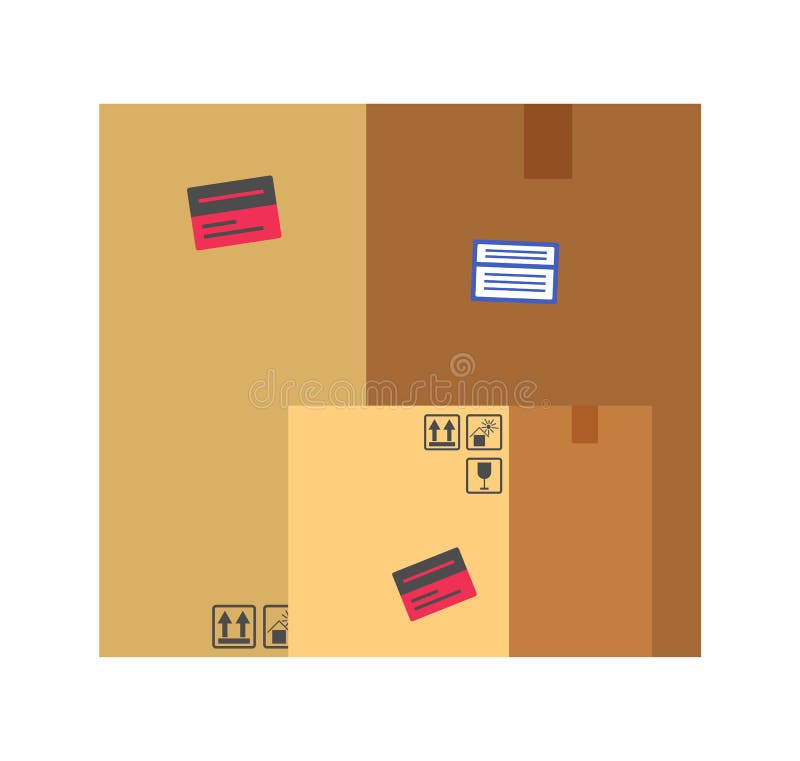 Carton Package with Different Marked Labels Box Stock Vector ...