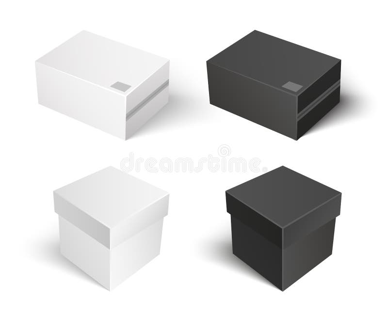 Carton Package Square Boxes Isolated Set Vector Stock Vector ...