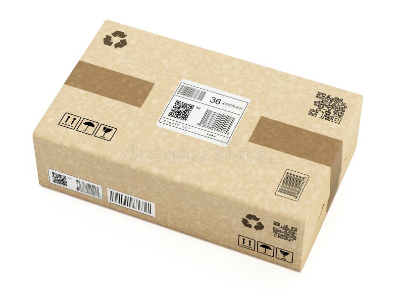 Parcel Box or Cardboard Box Floats in the Air on the Front and Back of ...