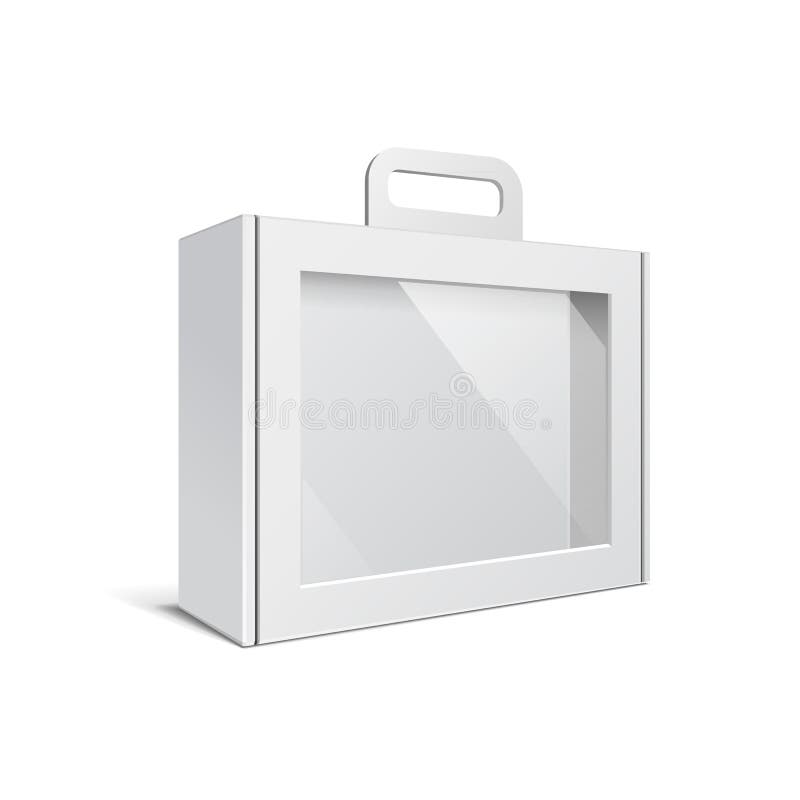 Carton or Plastic White Blank Package Box with Handle. Briefcase, Case ...