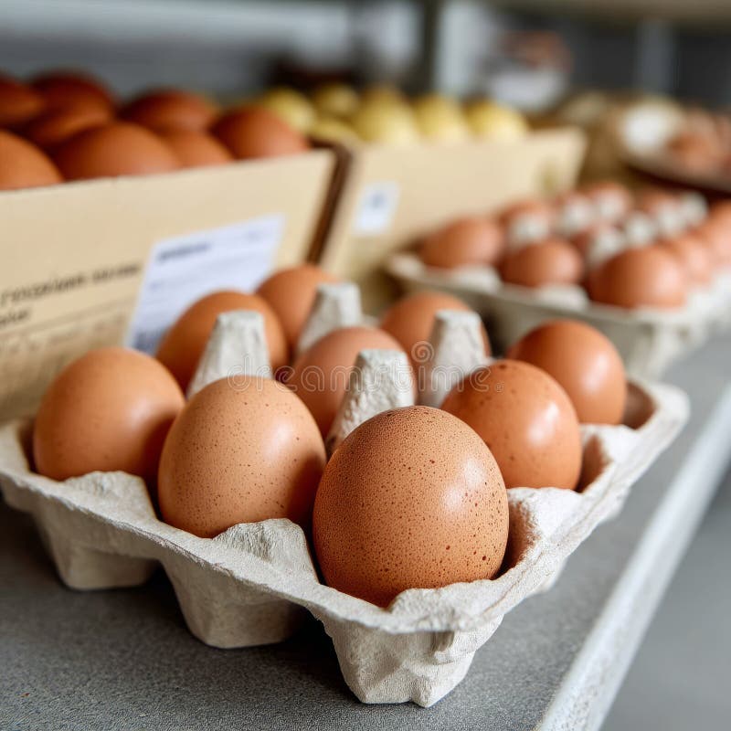 Cartons Brown Eggs Display Market Stall Stock Photos - Free & Royalty ...