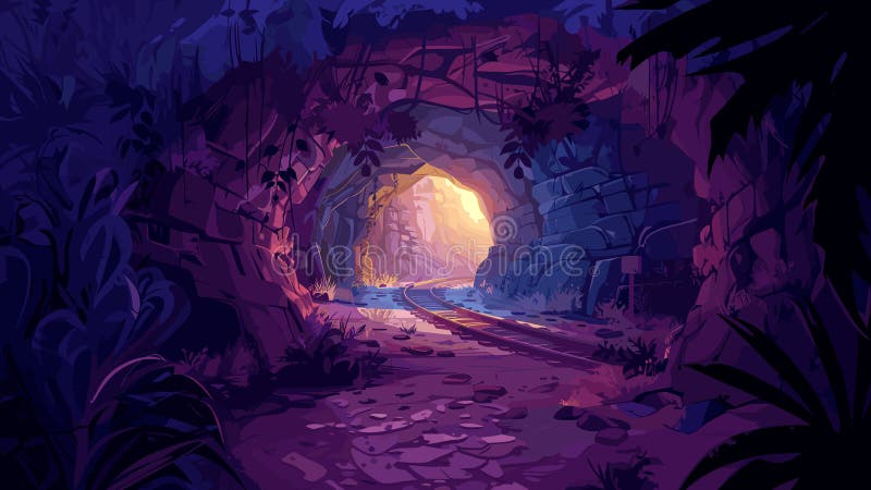 Cartoon Abandoned Underground Tunnel Background. Desolate Passage ...