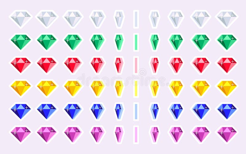 Cartoon Abstract Precious Gemstones Rotating. Animation Sprite Sheet ...