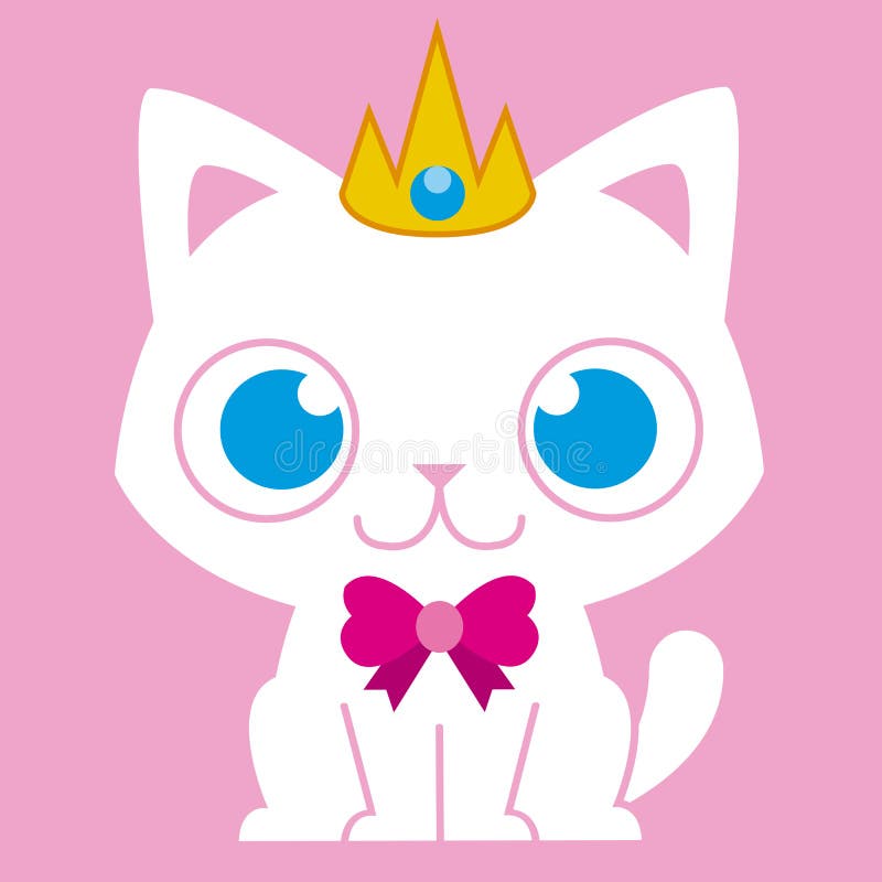 Cartoon Adorable Cat Dressed Like a Princess Stock Illustration ...