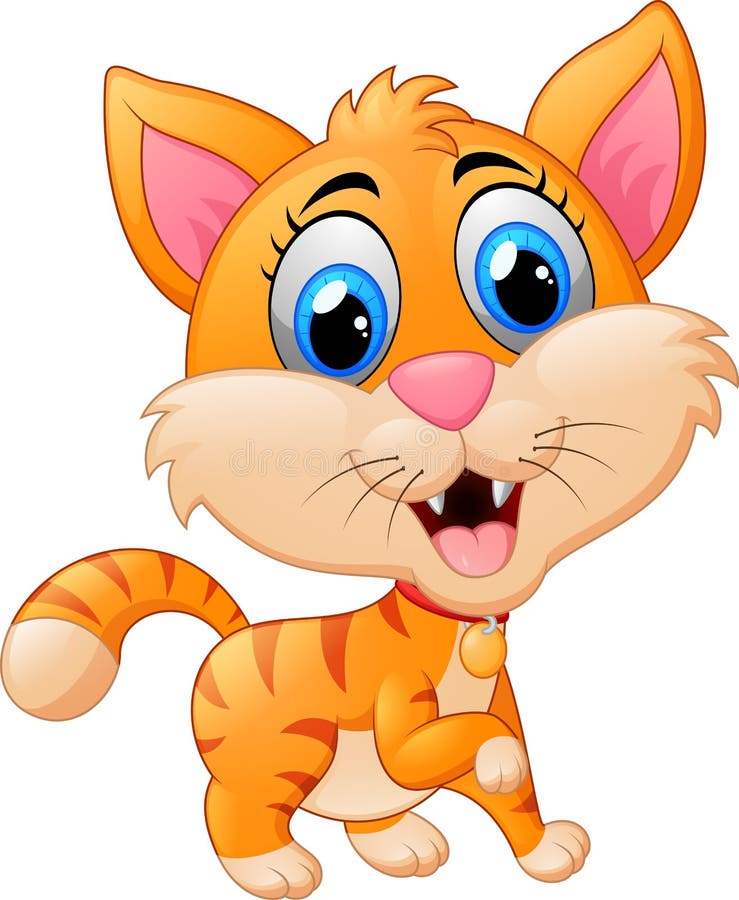 Cartoon Adorable Cat Posing Stock Illustration - Illustration of smile ...