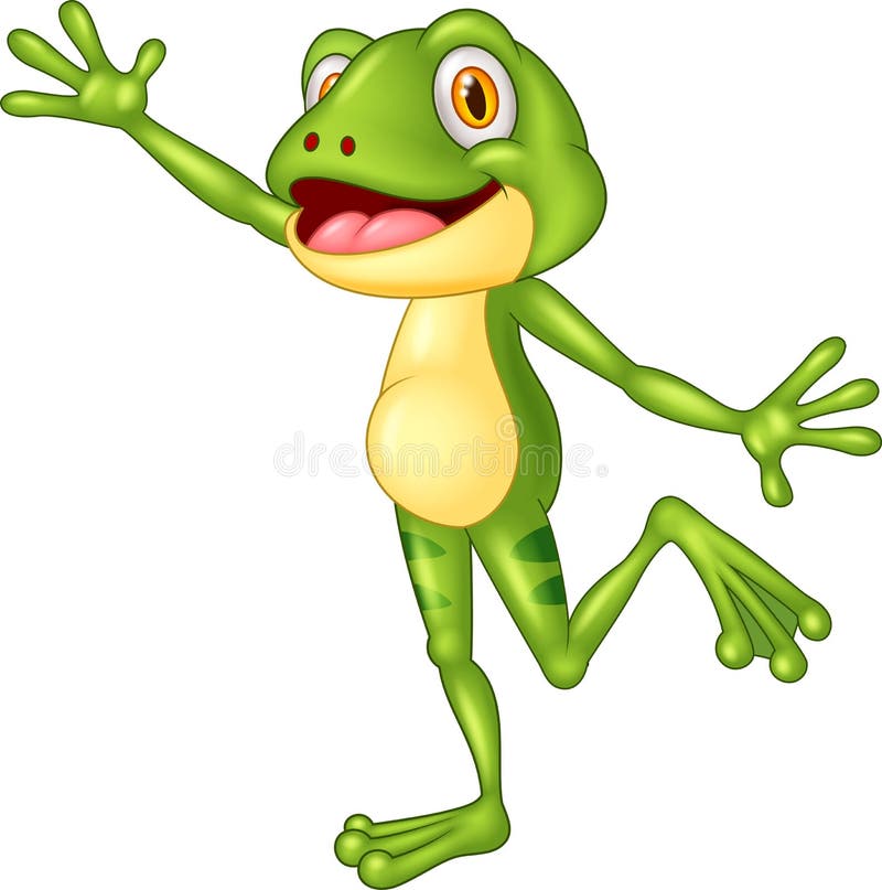 Cartoon Adorable Frog Waving Hand Stock Vector - Illustration of ...