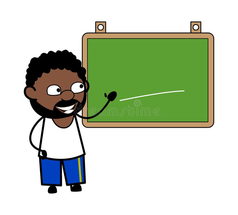 Cartoon African American Man with Classroom Board Stock Illustration ...