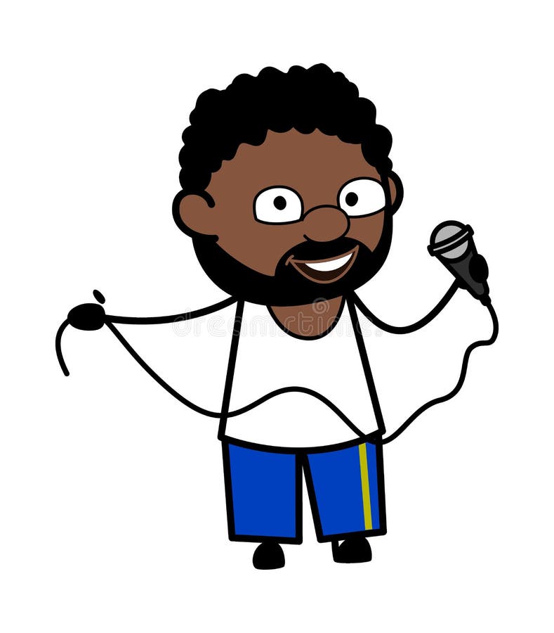 Cartoon African American Man Holding Mic Stock Illustration ...