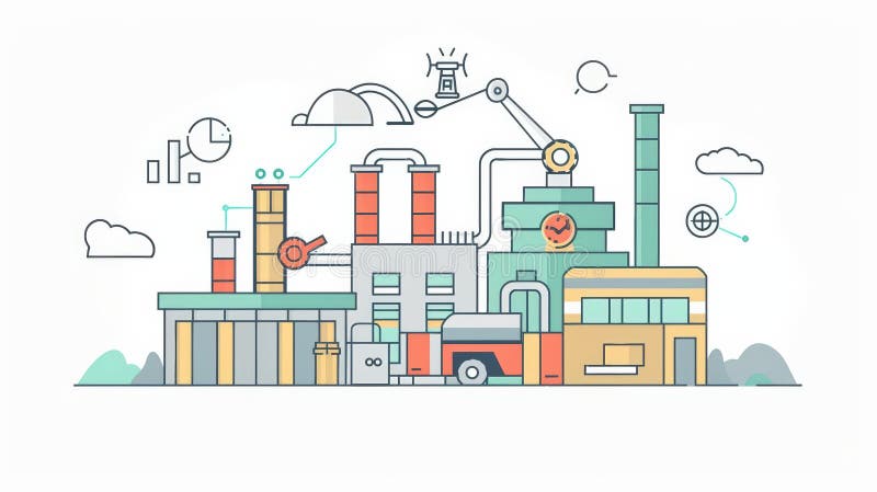 Cartoon of an AIdriven Factory Ensuring Safety and Efficiency Stock ...