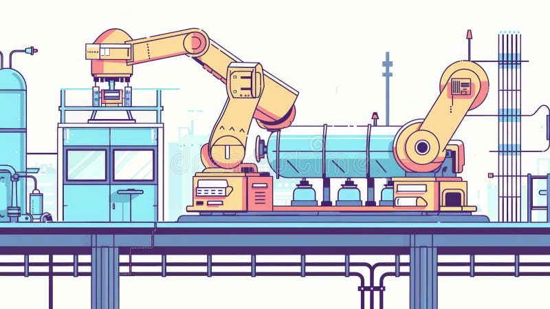 Cartoon of an AIdriven Factory Ensuring Safety and Efficiency Stock ...
