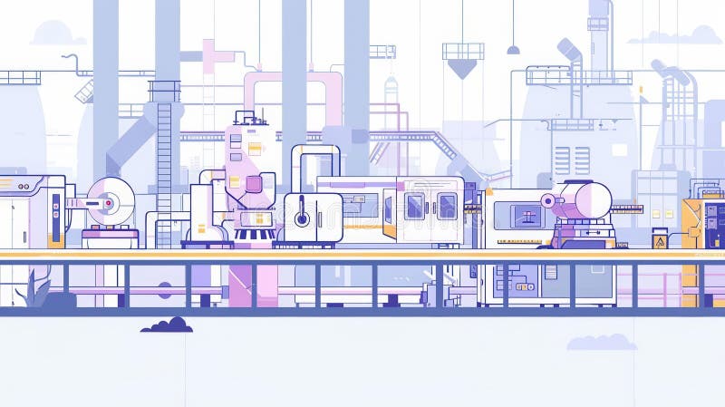 Cartoon of an AI-driven Factory Ensuring Safety and Efficiency Stock ...
