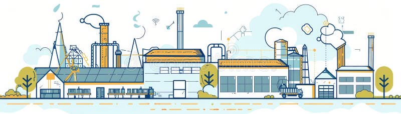Cartoon of an AIdriven Factory with Sustainable Energy Solutions Stock ...