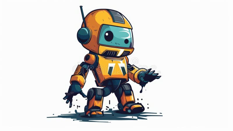 Cartoon of an AI Robot Ensuring Safety in a Hazardous Environment Stock ...