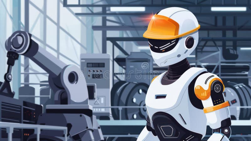 Cartoon of an AI Robot Ensuring Safety in a Hazardous Environment Stock ...