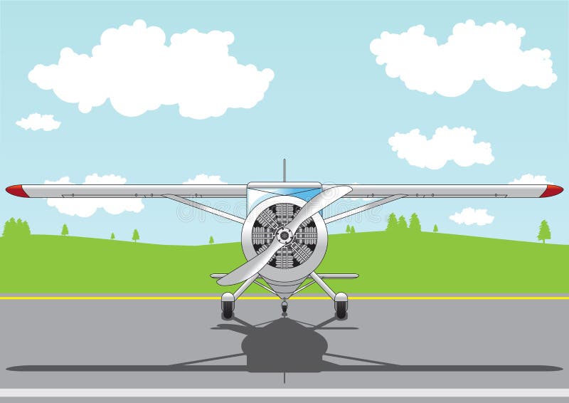 Cartoon Airplane on Airfield Stock Vector - Illustration of plane ...