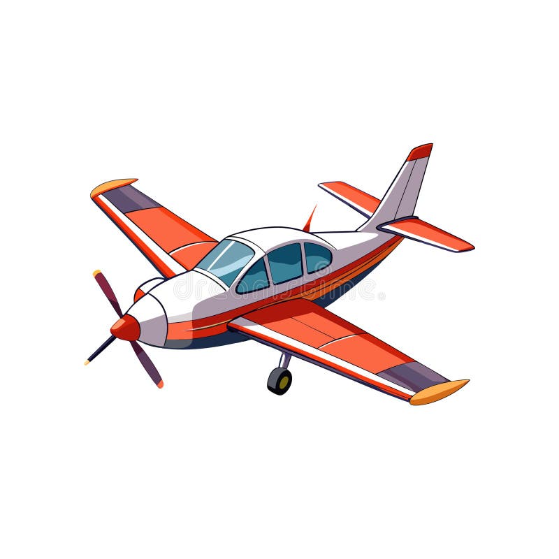 Cartoon Airplane Illustration: Single Engine Propeller Plane on White ...