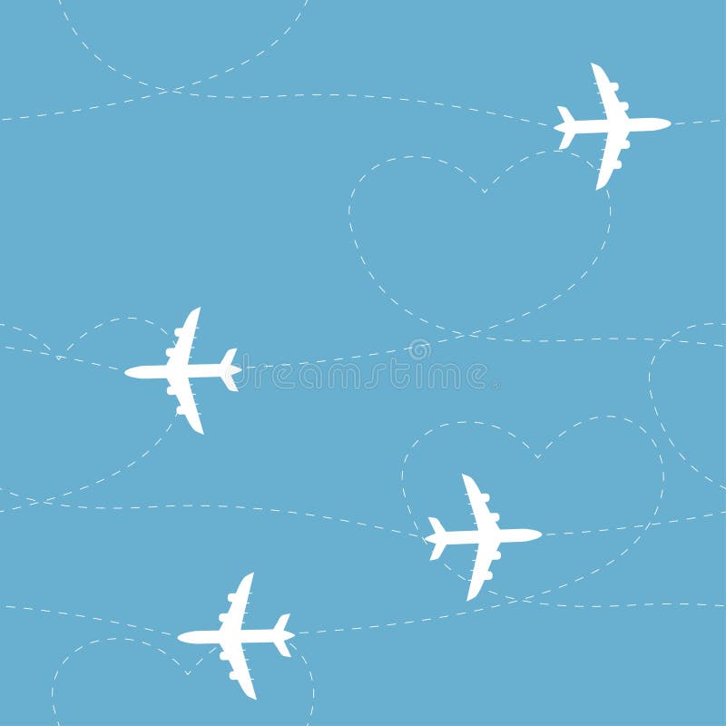 Cartoon Airplane Path Seamless Pattern Stock Vector - Illustration of ...