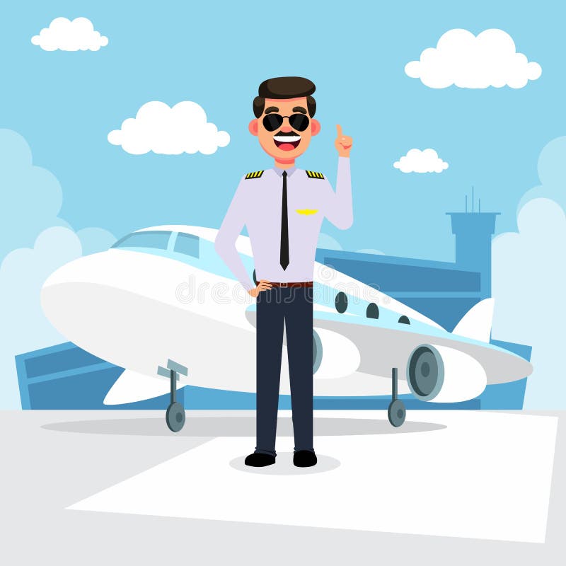 Cartoon airplane pilot stock vector. Illustration of flight - 185913892