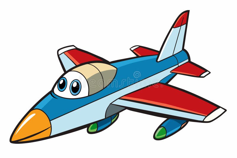 A Cartoon Airplane with a Smiling Face on the Side Stock Vector ...