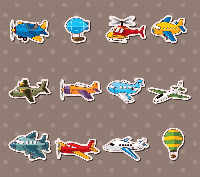 Cartoon airplane stickers stock vector. Illustration of models - 26696547