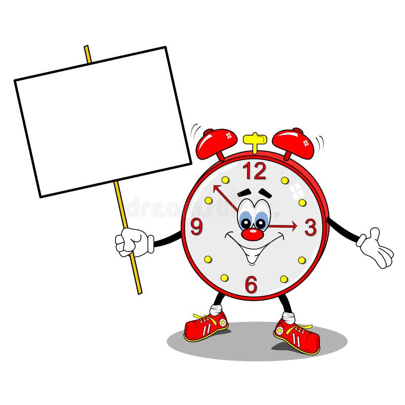 A cartoon alarm clock stock vector. Illustration of happy - 25492709