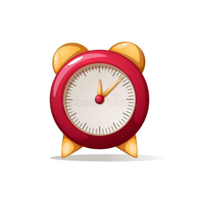Cartoon Alarm Red Clock. Shadow and Reflect Stock Vector - Illustration ...