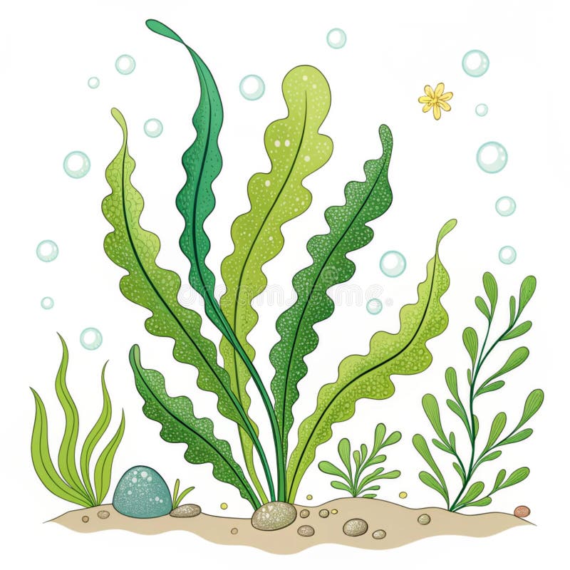 Cartoon Algae on White Background Stock Illustration - Illustration of ...
