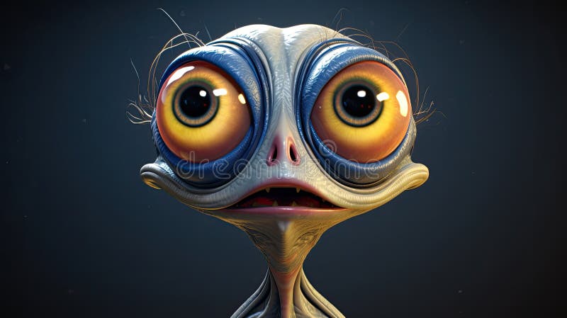 A Cartoon Alien with Big Eyes Stock Illustration - Illustration of ...