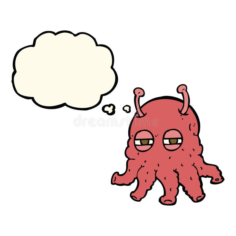 Cartoon Alien Face with Thought Bubble Stock Illustration ...