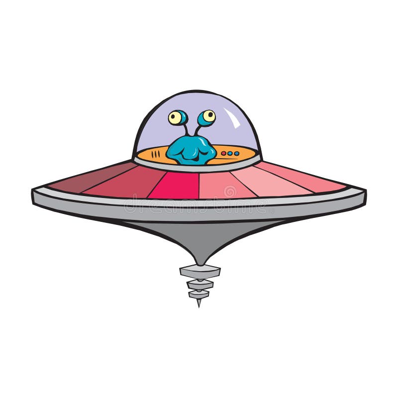 Cartoon of Alien Flying Saucer Isolated on a White Background Stock ...